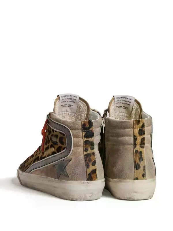 GOLDEN GOOSE Slide Limited Edition High-top Sneakers In Leopard Print Pony Skin