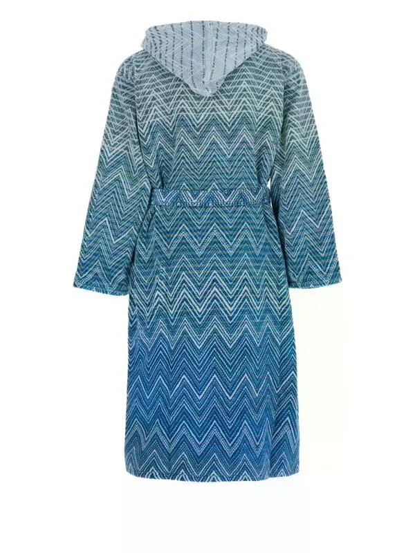 Missoni Hooded Zigzag-motif Dressing Gown - Blue