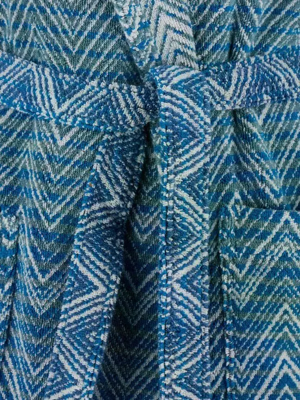 Missoni Hooded Zigzag-motif Dressing Gown - Blue