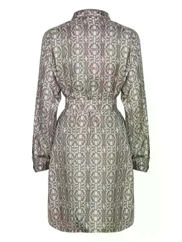 Max Mara Monogram Printed Mini Shirt Dress - Neutrals