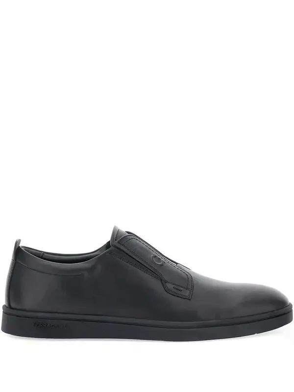 FERRAGAMO Embossed Logo Leather Slip-on Sneakers