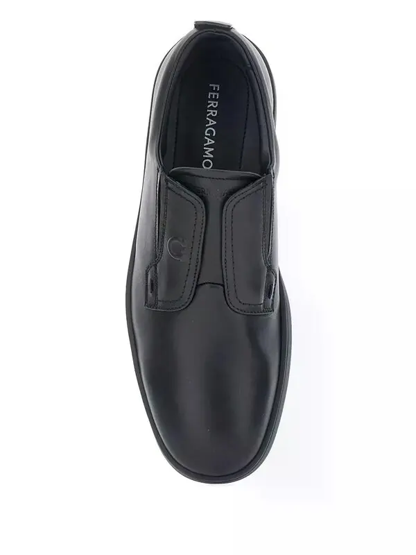 FERRAGAMO Embossed Logo Leather Slip-on Sneakers