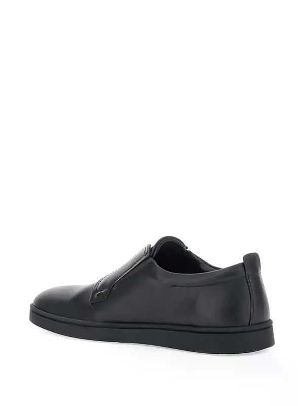 FERRAGAMO Embossed Logo Leather Slip-on Sneakers