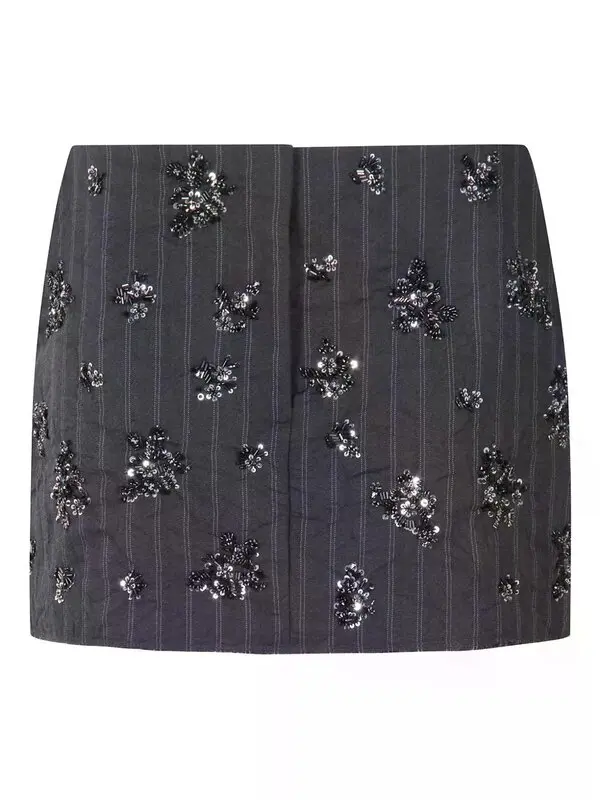 Simkhai Pinstripe Embellished Mini Skirt - Grey