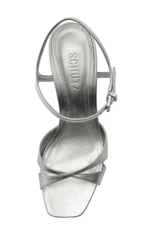 Schutz Ankle Strap Platform Sandal - Prata