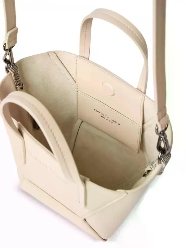 Brunello Cucinelli Mini Leather Tote - Neutrals