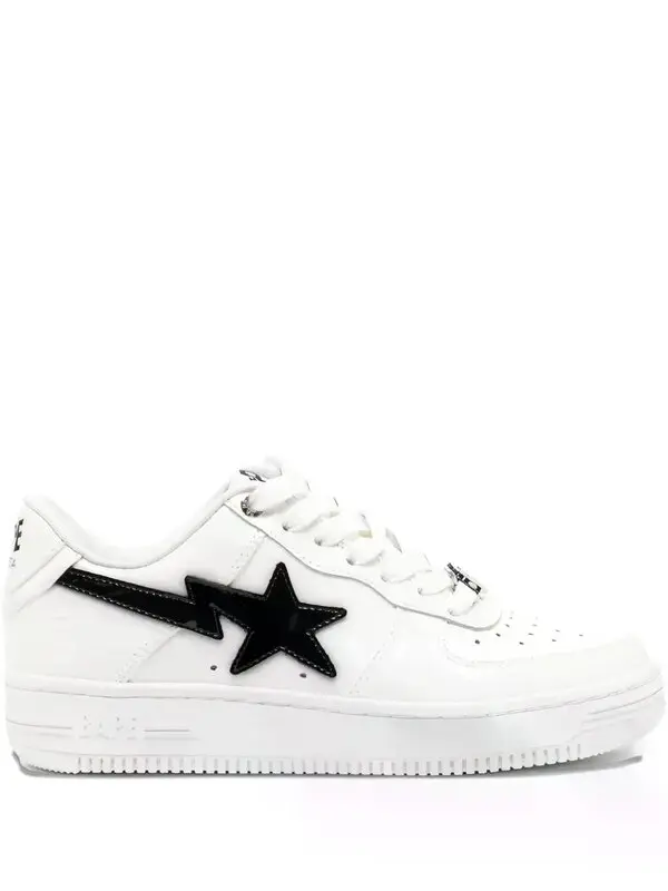 A BATHING APE Star-embellishment Leather Sneakers - White