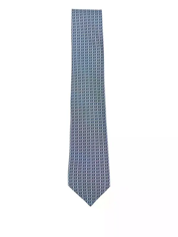 FERRAGAMO Patterned Silk Neck Tie - Blue