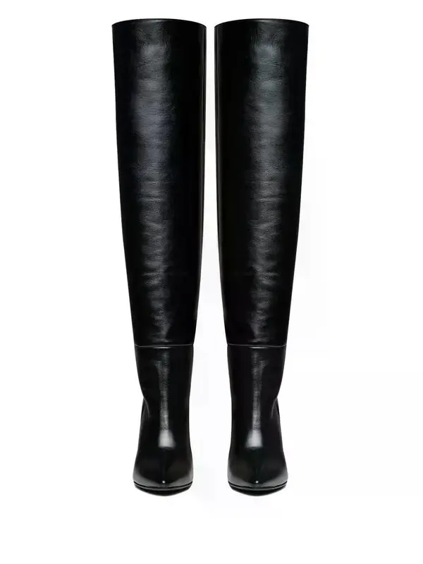 GINISSIMA 95mm Leather Thigh High Boots