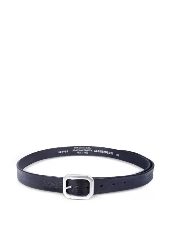 ALBERTO LUTI Leather Belt With Rectangular Buckle - Black