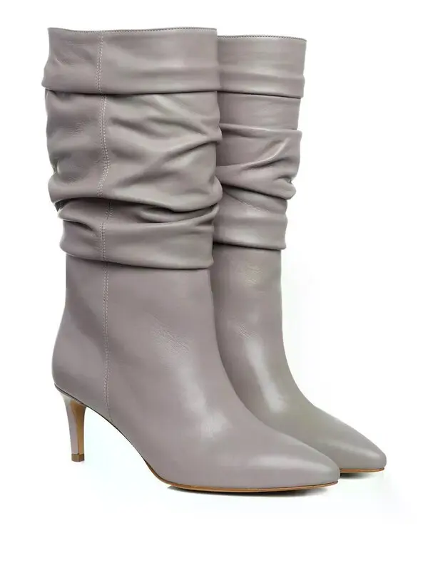 GINISSIMA 65mm Eva Slouchy Leather Boots - Grey