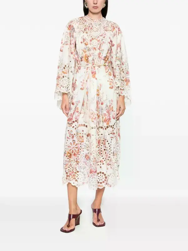 Zimmermann Awaken Embroidered Yoke Midi Dress - Neutrals