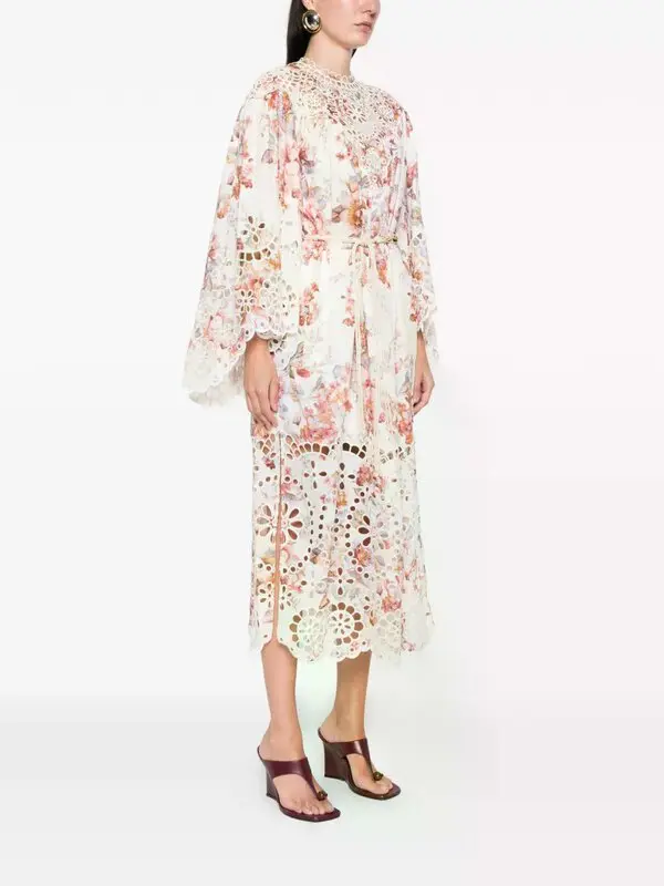 Zimmermann Awaken Embroidered Yoke Midi Dress - Neutrals