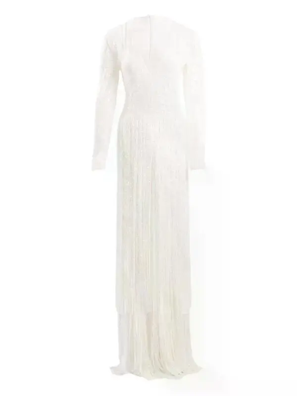 ANA RADU Fringe-detailed Maxi Dress - White