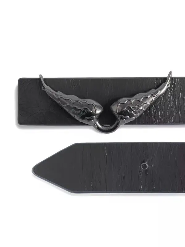 Zadig&Voltaire Rock Reversible Leather Belt With Signature Wing Buckle - Grey