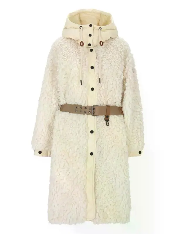 Moncler Belted Hooded Coat - Neutrals