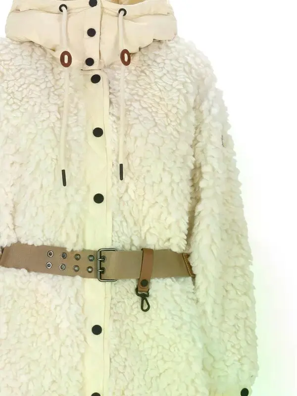 Moncler Belted Hooded Coat - Neutrals