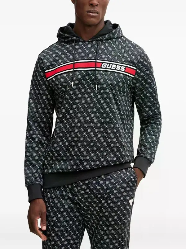 Guess Patterned Hooded Hoodie