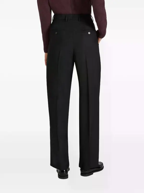 SLOWEAR Pleated Front Wool Straight Trousers