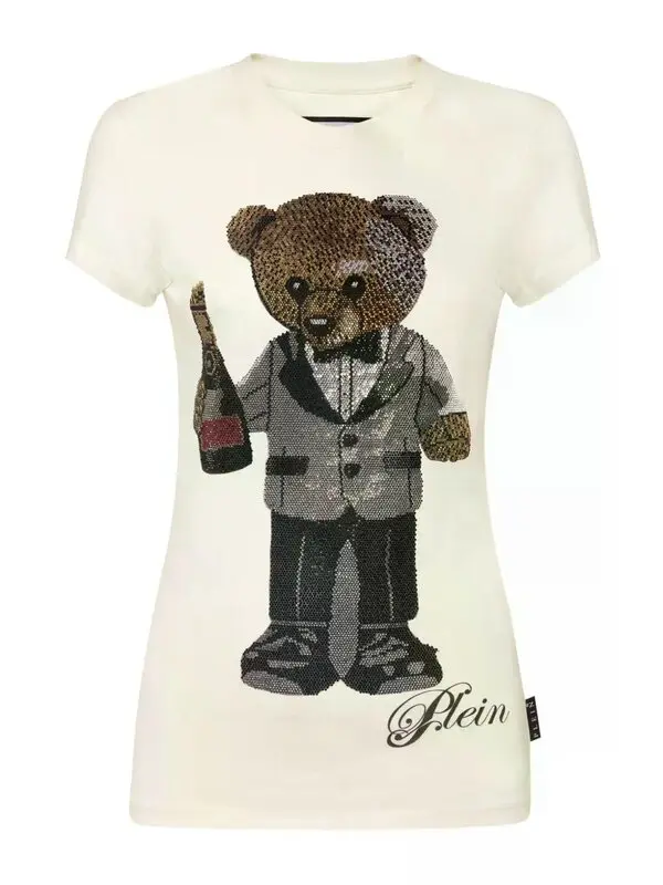 Philipp Plein Teddy-print Embellished T-shirt - Neutrals