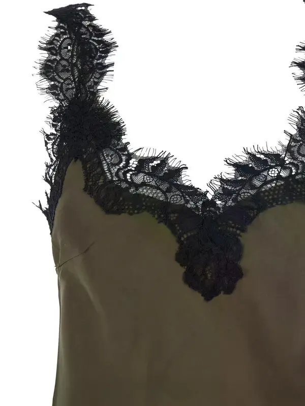 Gold Hawk Lace V-neck Top - Green
