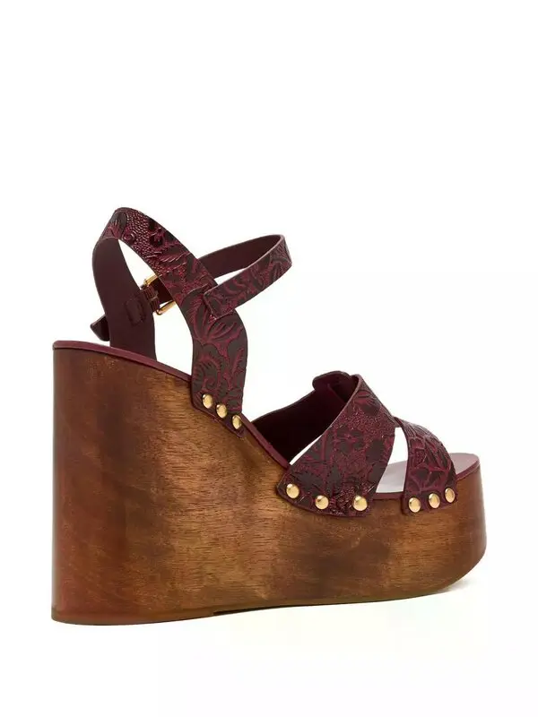 Farm Rio Floral-embossed Platform Wedge Sandals