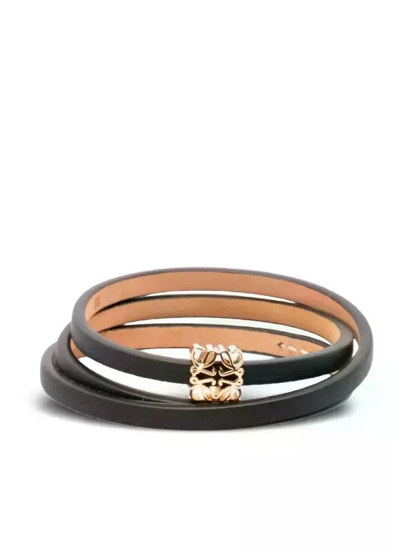 Loewe Calf Leather Anagram Bracelet - Black