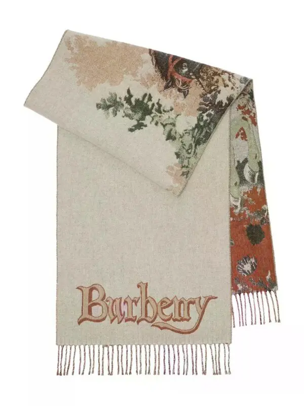 Burberry Equestrian-knight Portrait Jacquard Scarf - Neutrals