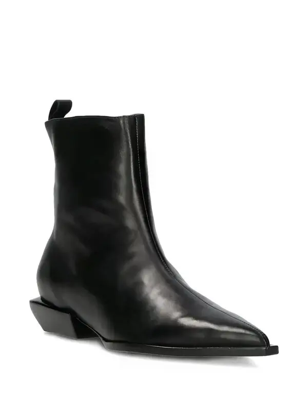 Schutz Leather Ankle Boots With Side-zip