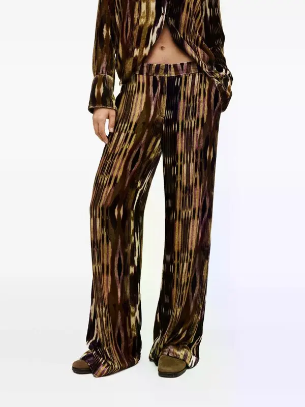 Ba&sh Velvo Printed Velvet Palazzo Pants