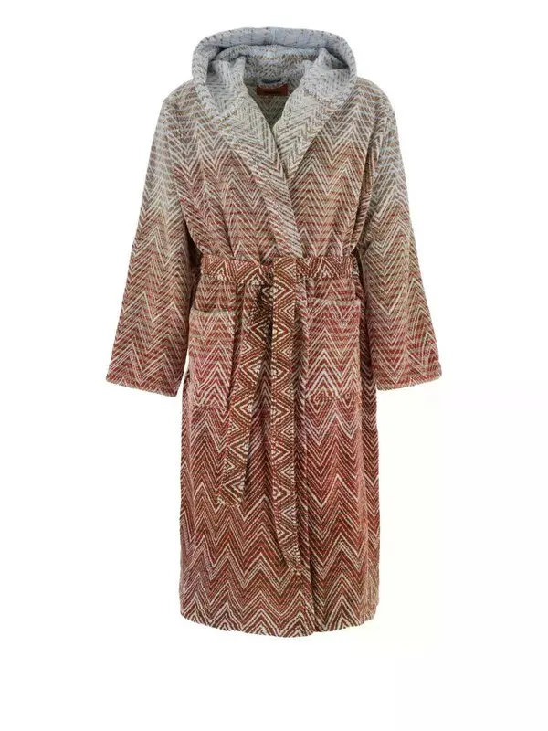 Missoni Hooded Zigzag-motif Dressing Gown - Red