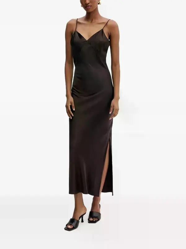 SILVIAN HEACH Side-slit Spaghetti-strap Midi Dress - Brown