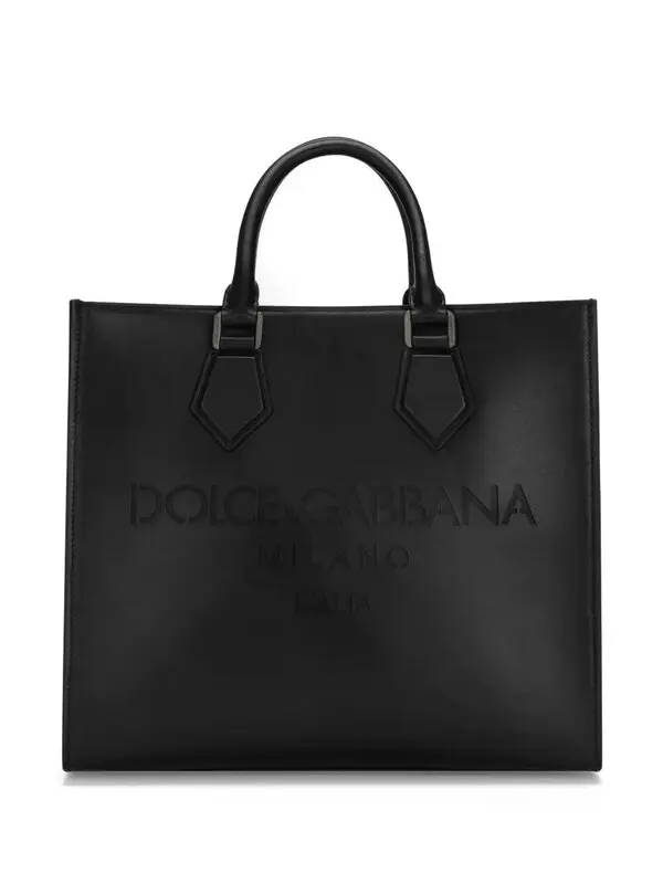 Dolce & Gabbana Logo-debossed Leather Tote - Black