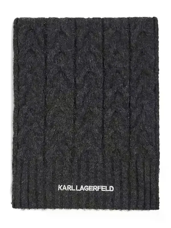 Karl Lagerfeld Logo Cable-knit Scarf - Grey