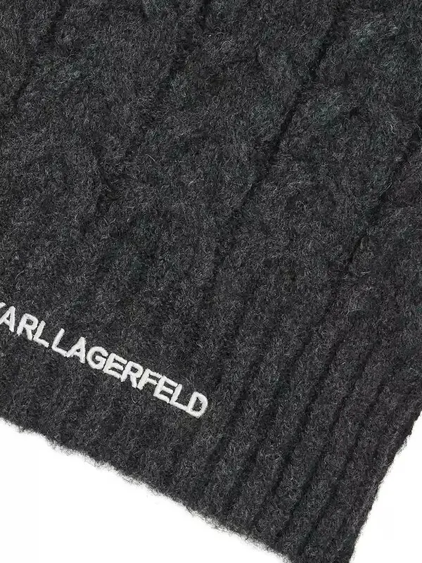 Karl Lagerfeld Logo Cable-knit Scarf