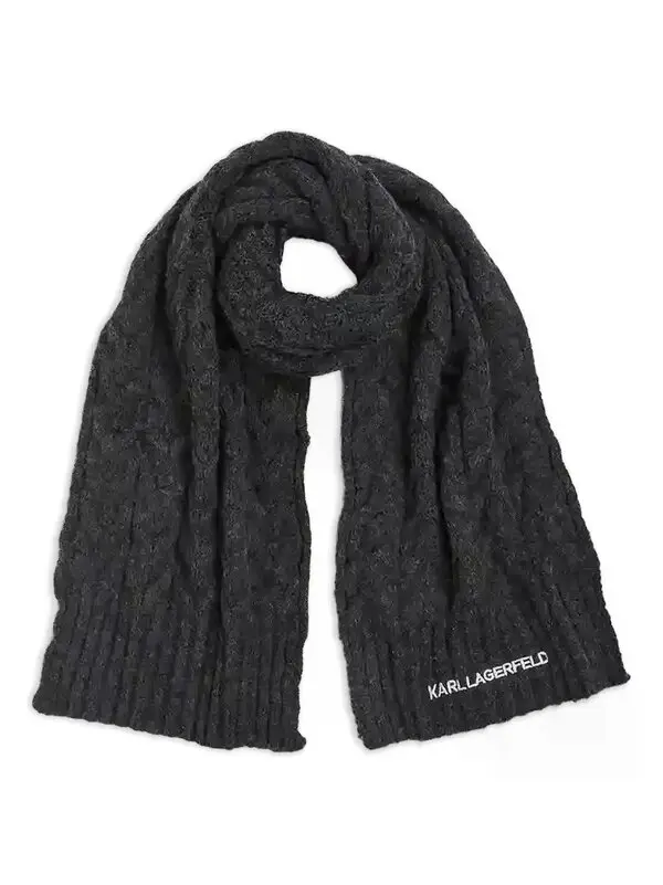 Karl Lagerfeld Logo Cable-knit Scarf