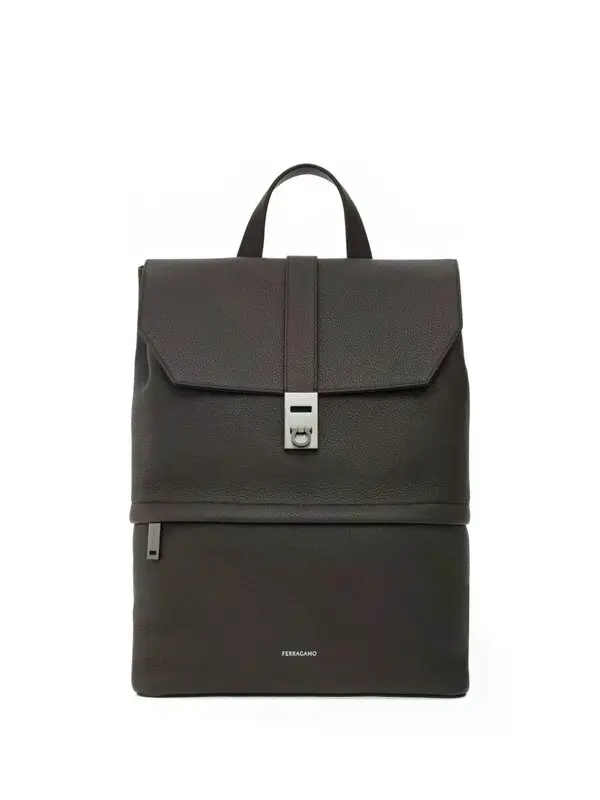 FERRAGAMO Gancini-buckle Zipped Backpack - Brown