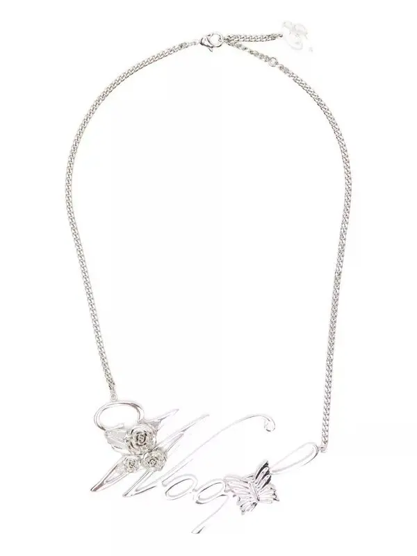 Blumarine Rose And Butterfly Detail Necklace - Silver