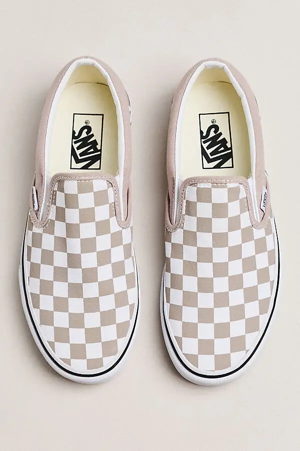 VANS Classic Slip-on Shoes - Checkerboard Mushroom