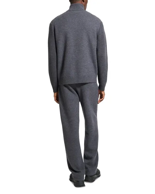 Theory Long Sleeve Relaxed Fit Wool Turtleneck Sweater - Dark Grey Melange