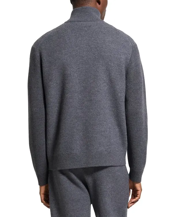 Theory Long Sleeve Relaxed Fit Wool Turtleneck Sweater - Dark Grey Melange