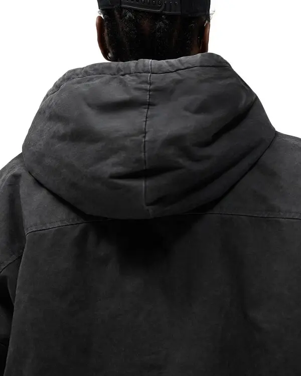 REPRESENT Hooded Oversized Bomber Jacket - Washed Black