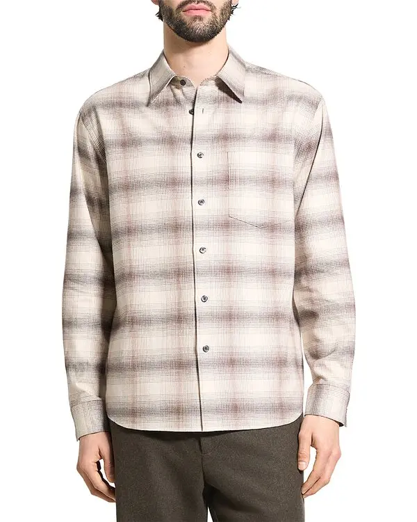 Theory Weekend Shirt In Faded Check