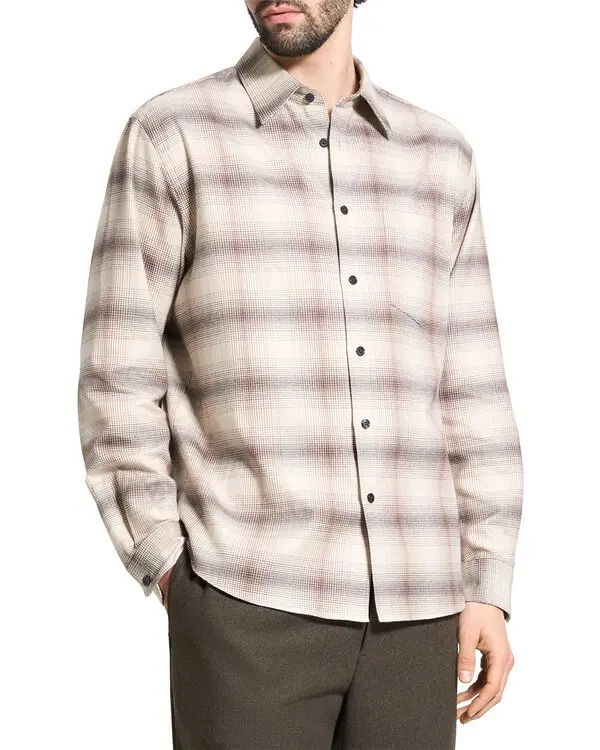 Theory Weekend Shirt In Faded Check