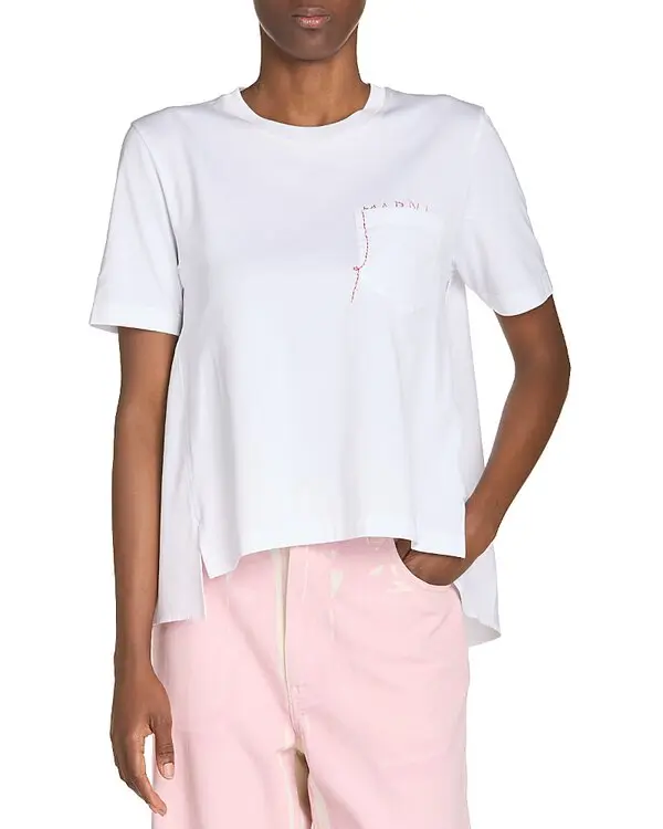 Marni High-low Crewneck Tee With Patch Pocket