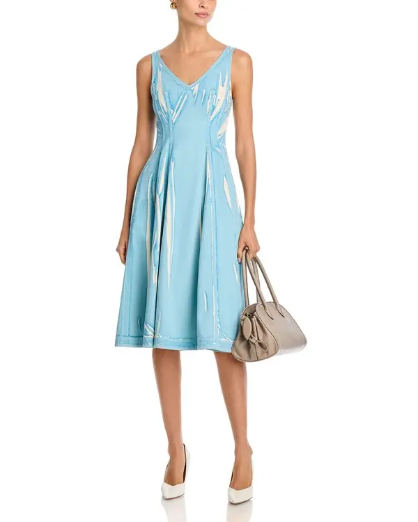 Marni Stretch Denim Midi Balloon Dress - Sky/blue