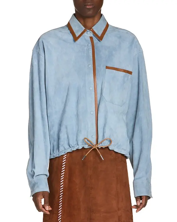 Marni Suede Drawcord Shirt - Sky