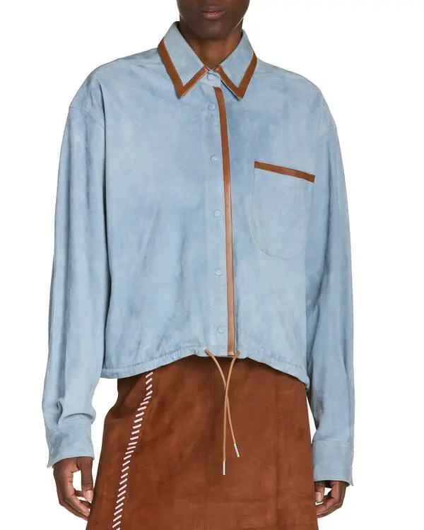 Marni Suede Drawcord Shirt - Sky