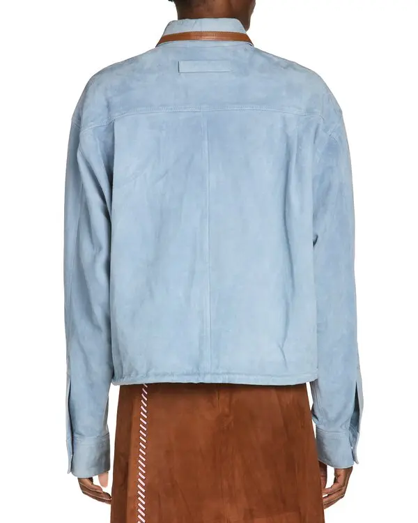 Marni Suede Drawcord Shirt - Sky