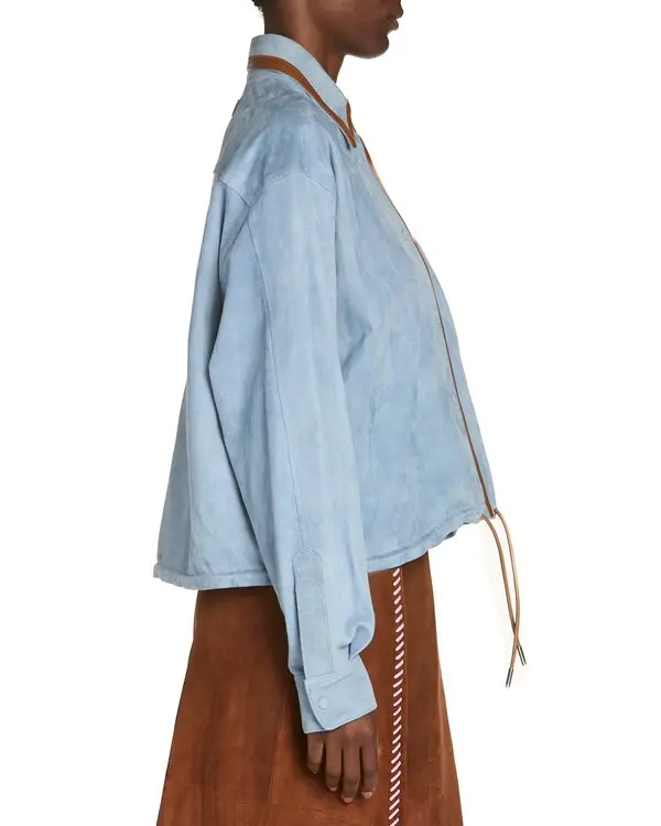 Marni Suede Drawcord Shirt - Sky